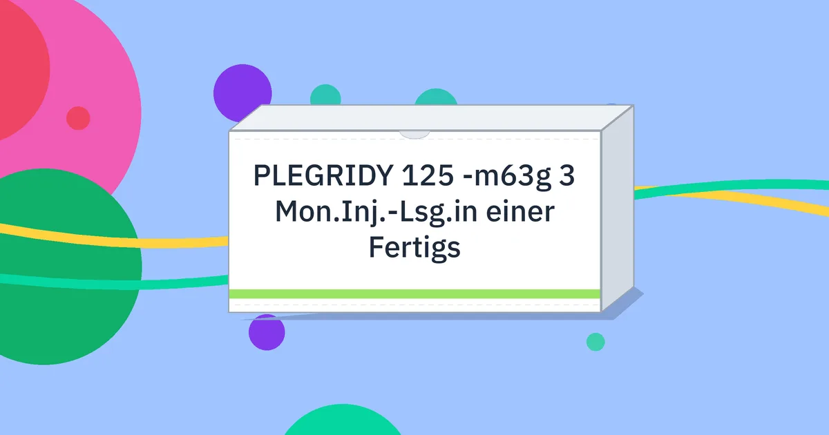 Symbolbild: Packung mit der Aufschrift PLEGRIDY 125 -m63g 3 Mon.Inj.-Lsg.in einer Fertigs (PZN 19972935) – Verfügbarkeit und Bezug in Apotheken in Frankfurt am Main