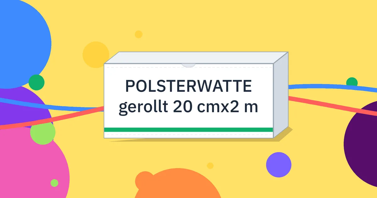 Symbolbild: Packung mit der Aufschrift POLSTERWATTE gerollt 20 cmx2 m (PZN 01985771) – Verfügbarkeit und Bezug in Apotheken in Frankfurt am Main