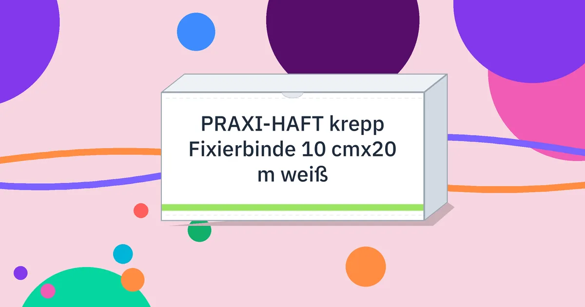 Symbolbild: Packung mit der Aufschrift PRAXI-HAFT krepp Fixierbinde 10 cmx20 m weiß (PZN 12826509) – Verfügbarkeit und Bezug in Apotheken in Frankfurt am Main