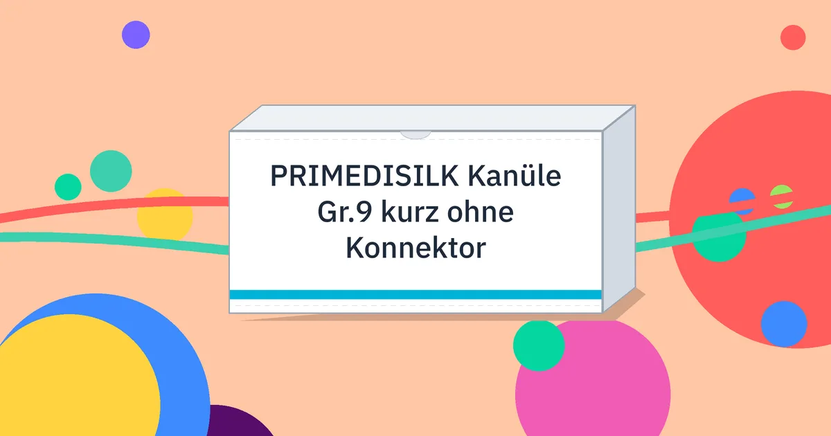 Symbolbild: Packung mit der Aufschrift PRIMEDISILK Kanüle Gr.9 kurz ohne Konnektor (PZN 10355738) – Verfügbarkeit und Bezug in Apotheken in Frankfurt am Main