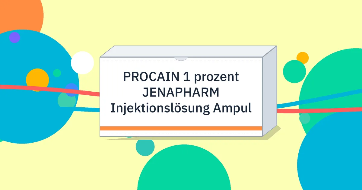 Symbolbild: Packung mit der Aufschrift PROCAIN 1 prozent JENAPHARM Injektionslösung Ampul (PZN 06342960) – Verfügbarkeit und Bezug in Apotheken in Frankfurt am Main