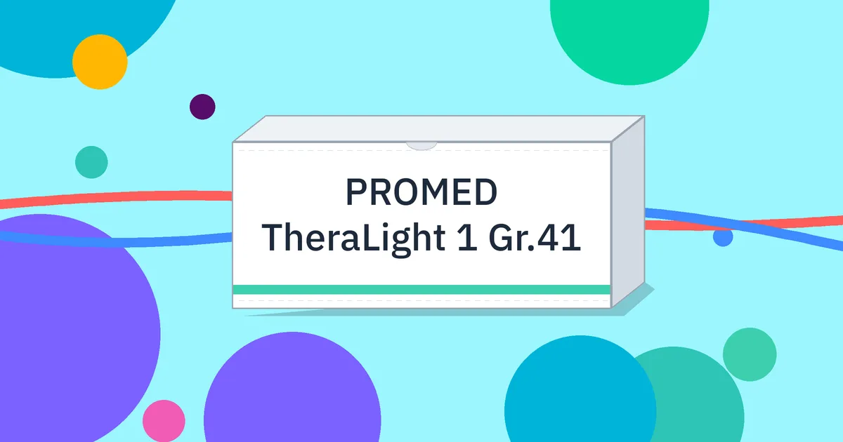 Symbolbild: Packung mit der Aufschrift PROMED TheraLight 1 Gr.41 (PZN 07279666) – Verfügbarkeit und Bezug in Apotheken in Frankfurt am Main