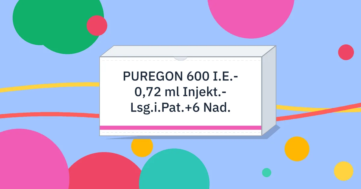 Symbolbild: Packung mit der Aufschrift PUREGON 600 I.E.-0,72 ml Injekt.-Lsg.i.Pat.+6 Nad. (PZN 15612714) – Verfügbarkeit und Bezug in Apotheken in Frankfurt am Main