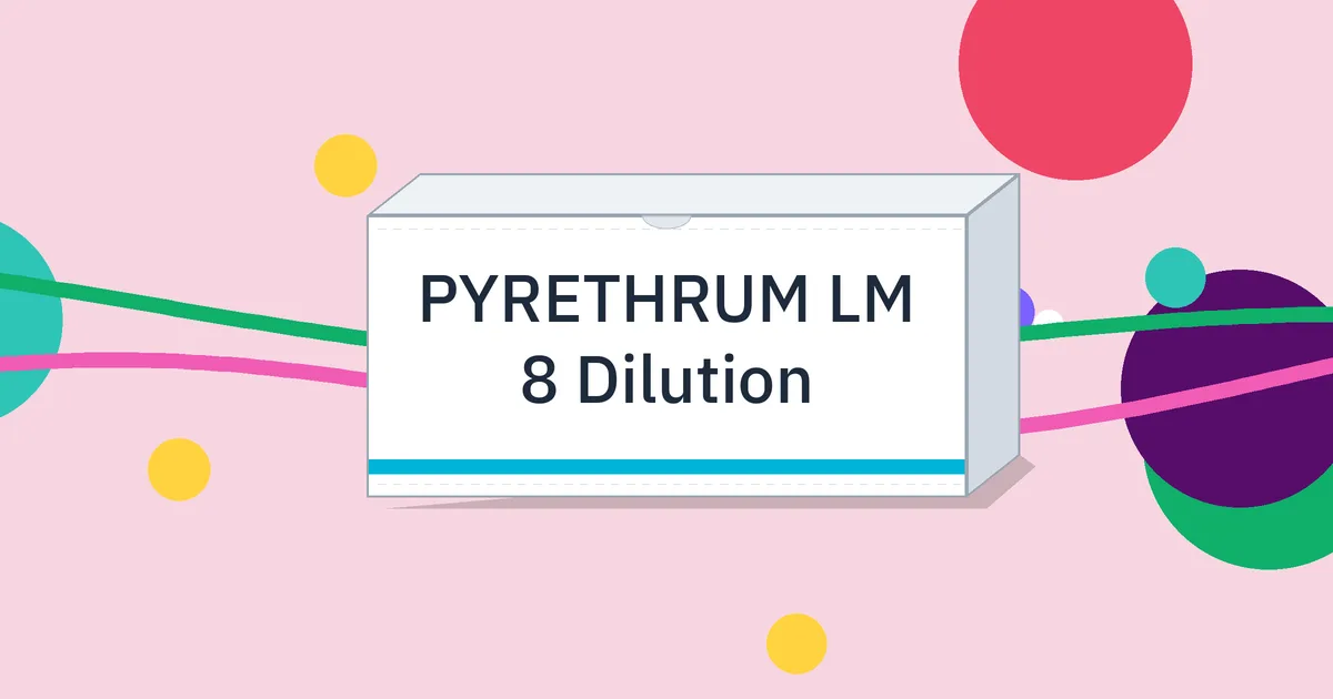 Symbolbild: Packung mit der Aufschrift PYRETHRUM LM 8 Dilution (PZN 13671718) – Verfügbarkeit und Bezug in Apotheken in Frankfurt am Main
