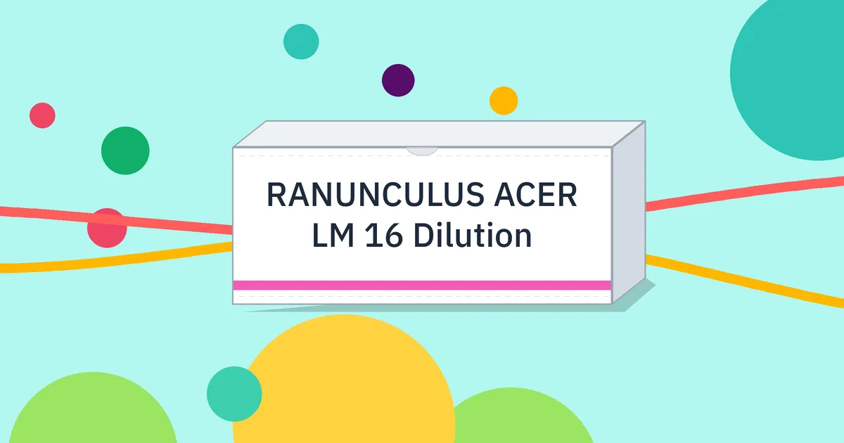 Symbolbild: Packung mit der Aufschrift RANUNCULUS ACER LM 16 Dilution (PZN 13675544) – Verfügbarkeit und Bezug in Apotheken in Frankfurt am Main