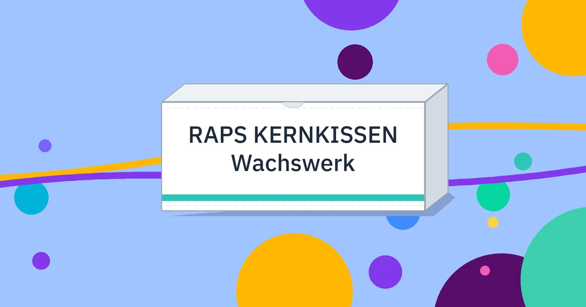 Symbolbild: Packung mit der Aufschrift RAPS KERNKISSEN Wachswerk (PZN 07781897) – Verfügbarkeit und Bezug in Apotheken in Frankfurt am Main