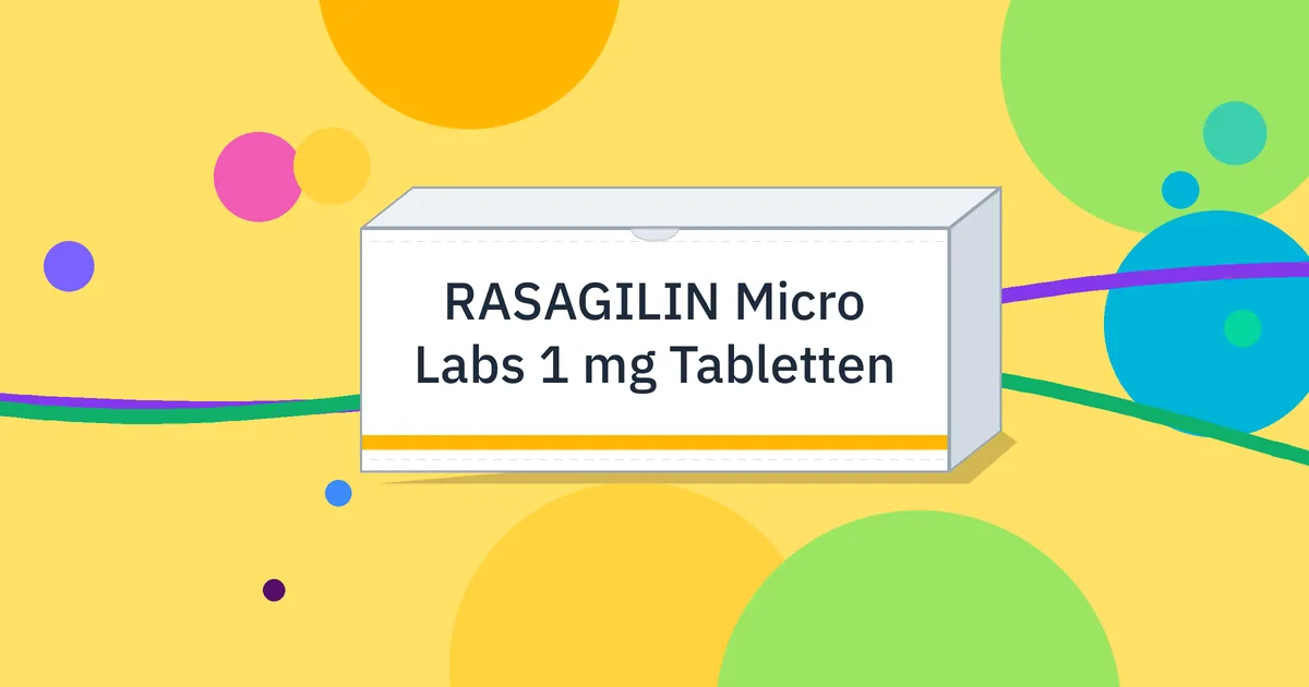 Symbolbild: Packung mit der Aufschrift RASAGILIN Micro Labs 1 mg Tabletten (PZN 13893525) – Verfügbarkeit und Bezug in Apotheken in Frankfurt am Main