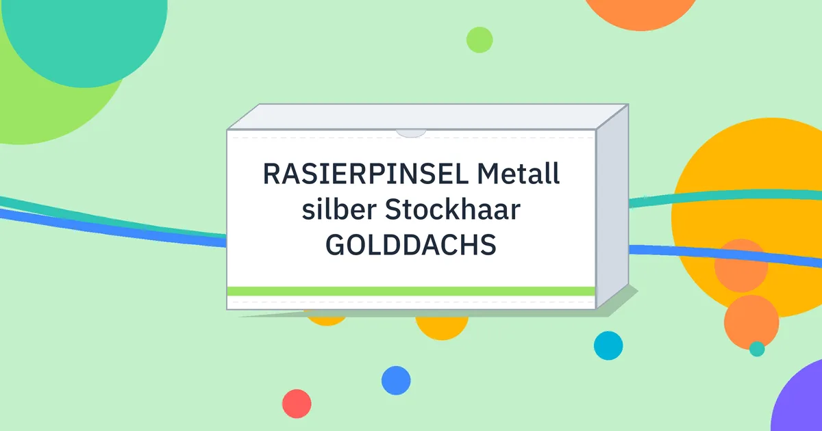 Symbolbild: Packung mit der Aufschrift RASIERPINSEL Metall silber Stockhaar GOLDDACHS (PZN 10192242) – Verfügbarkeit und Bezug in Apotheken in Frankfurt am Main