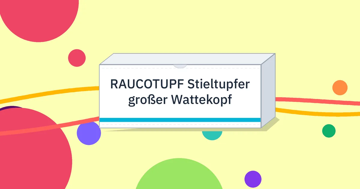Symbolbild: Packung mit der Aufschrift RAUCOTUPF Stieltupfer großer Wattekopf (PZN 01369173) – Verfügbarkeit und Bezug in Apotheken in Frankfurt am Main