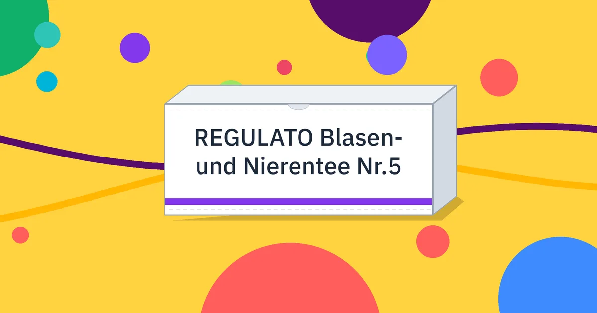 Symbolbild: Packung mit der Aufschrift REGULATO Blasen- und Nierentee Nr.5 (PZN 03717632) – Verfügbarkeit und Bezug in Apotheken in Frankfurt am Main