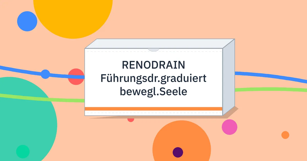 Symbolbild: Packung mit der Aufschrift RENODRAIN Führungsdr.graduiert bewegl.Seele (PZN 00444263) – Verfügbarkeit und Bezug in Apotheken in Frankfurt am Main