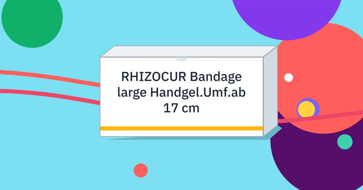 Symbolbild: Packung mit der Aufschrift RHIZOCUR Bandage large Handgel.Umf.ab 17 cm (PZN 06118636) – Verfügbarkeit und Bezug in Apotheken in Frankfurt am Main
