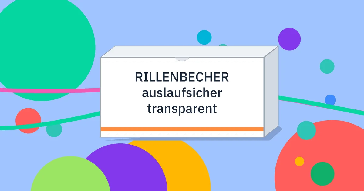 Symbolbild: Packung mit der Aufschrift RILLENBECHER auslaufsicher transparent (PZN 00903618) – Verfügbarkeit und Bezug in Apotheken in Frankfurt am Main