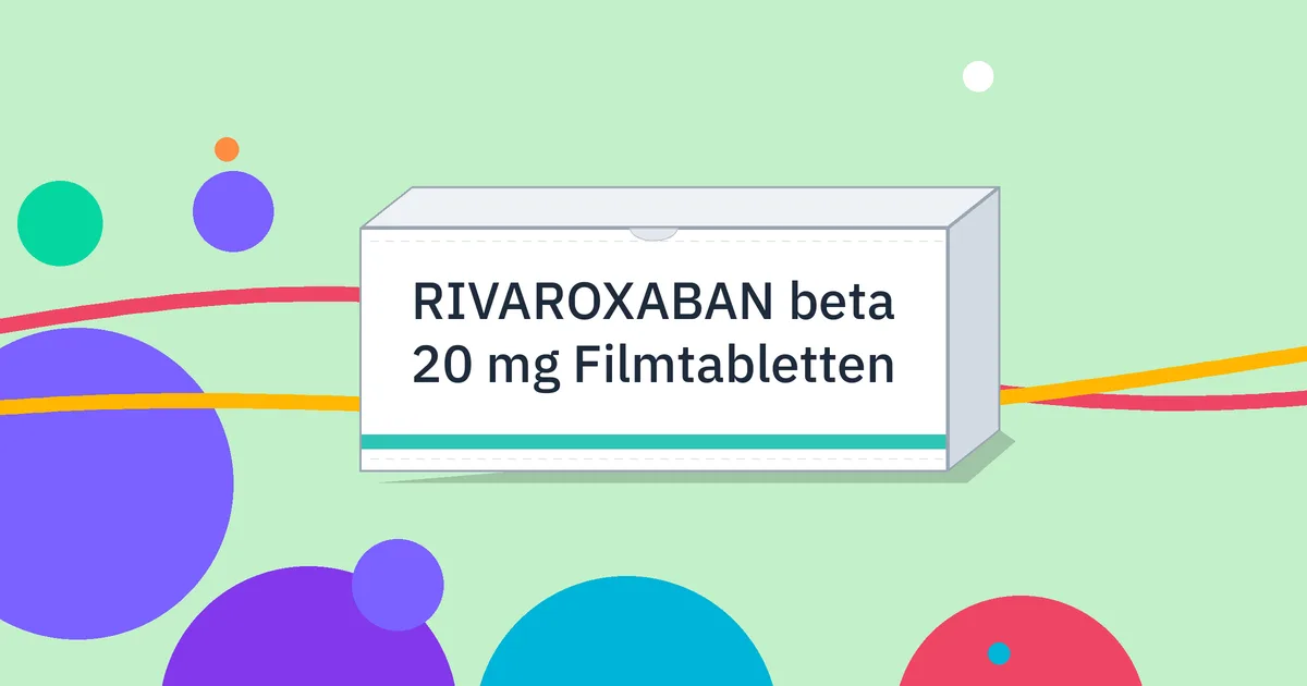 Symbolbild: Packung mit der Aufschrift RIVAROXABAN beta 20 mg Filmtabletten (PZN 18808116) – Verfügbarkeit und Bezug in Apotheken in Frankfurt am Main