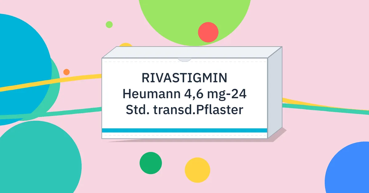 Symbolbild: Packung mit der Aufschrift RIVASTIGMIN Heumann 4,6 mg-24 Std. transd.Pflaster (PZN 09708456) – Verfügbarkeit und Bezug in Apotheken in Frankfurt am Main