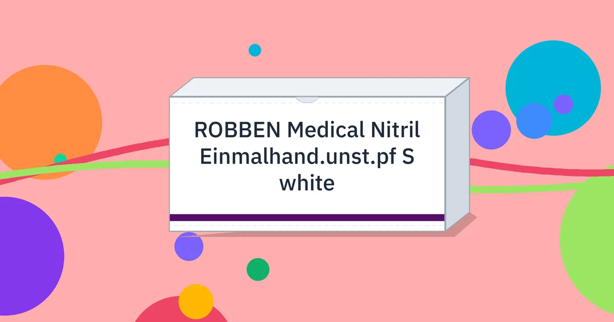 Symbolbild: Packung mit der Aufschrift ROBBEN Medical Nitril Einmalhand.unst.pf S white (PZN 20199334) – Verfügbarkeit und Bezug in Apotheken in Frankfurt am Main