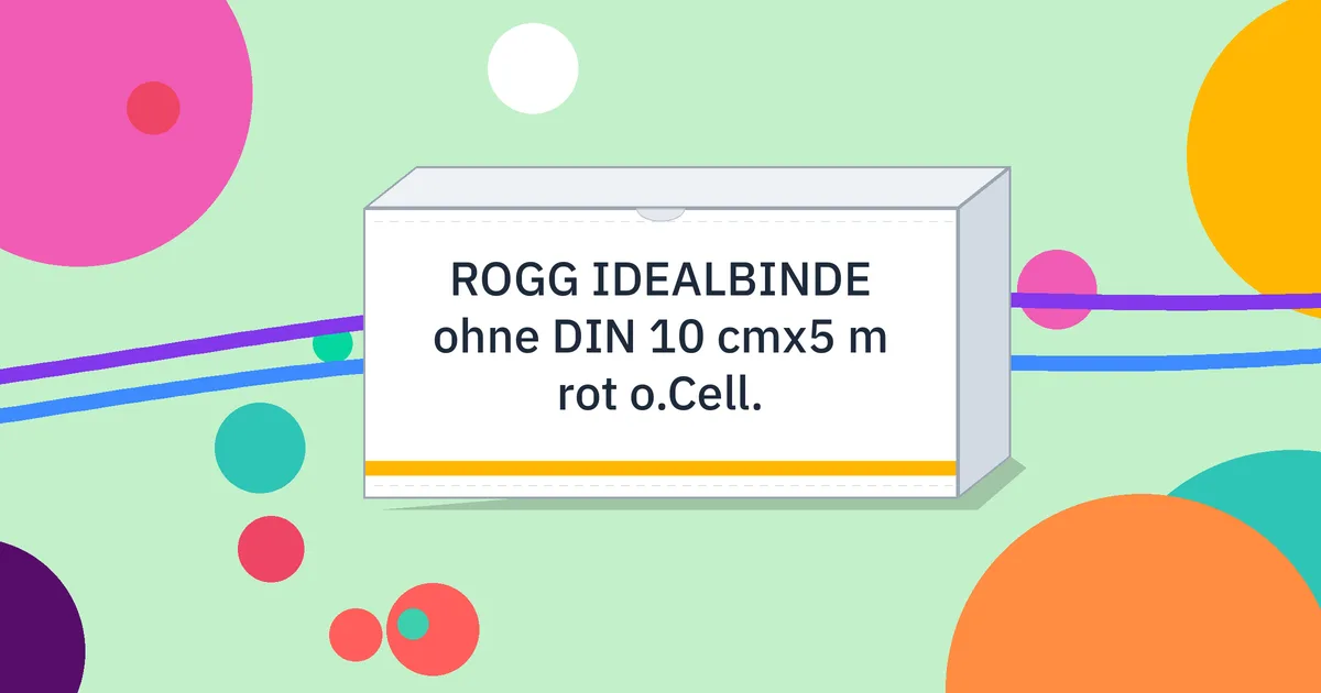 Symbolbild: Packung mit der Aufschrift ROGG IDEALBINDE ohne DIN 10 cmx5 m rot o.Cell. (PZN 16530964) – Verfügbarkeit und Bezug in Apotheken in Frankfurt am Main