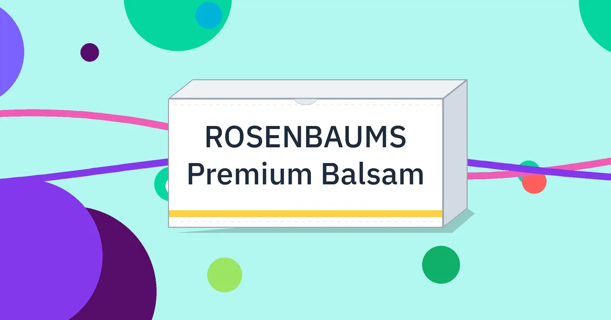Symbolbild: Packung mit der Aufschrift ROSENBAUMS Premium Balsam (PZN 19094446) – Verfügbarkeit und Bezug in Apotheken in Frankfurt am Main
