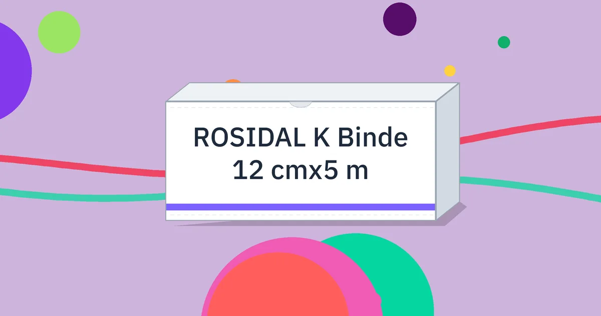 Symbolbild: Packung mit der Aufschrift ROSIDAL K Binde 12 cmx5 m (PZN 18298069) – Verfügbarkeit und Bezug in Apotheken in Frankfurt am Main