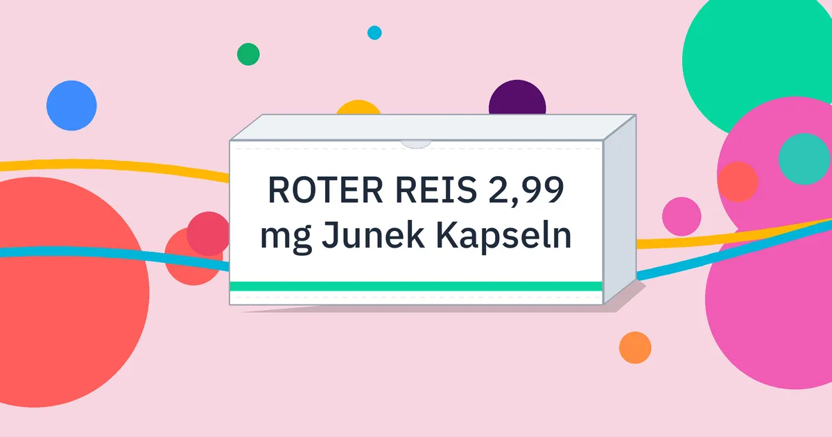 Symbolbild: Packung mit der Aufschrift ROTER REIS 2,99 mg Junek Kapseln (PZN 18206280) – Verfügbarkeit und Bezug in Apotheken in Frankfurt am Main