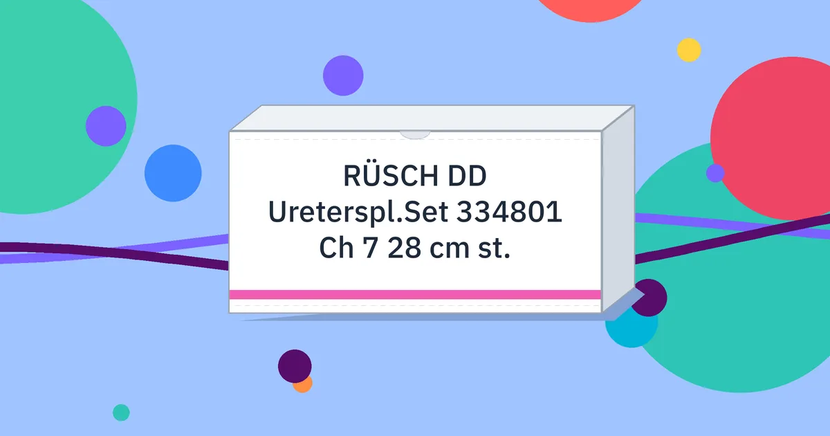 Symbolbild: Packung mit der Aufschrift RÜSCH DD Ureterspl.Set 334801 Ch 7 28 cm st. (PZN 07399726) – Verfügbarkeit und Bezug in Apotheken in Frankfurt am Main