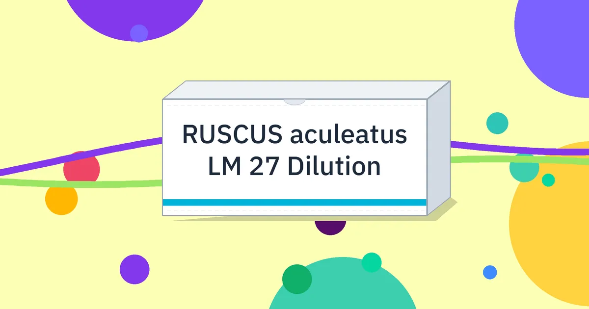 Symbolbild: Packung mit der Aufschrift RUSCUS aculeatus LM 27 Dilution (PZN 13173446) – Verfügbarkeit und Bezug in Apotheken in Frankfurt am Main