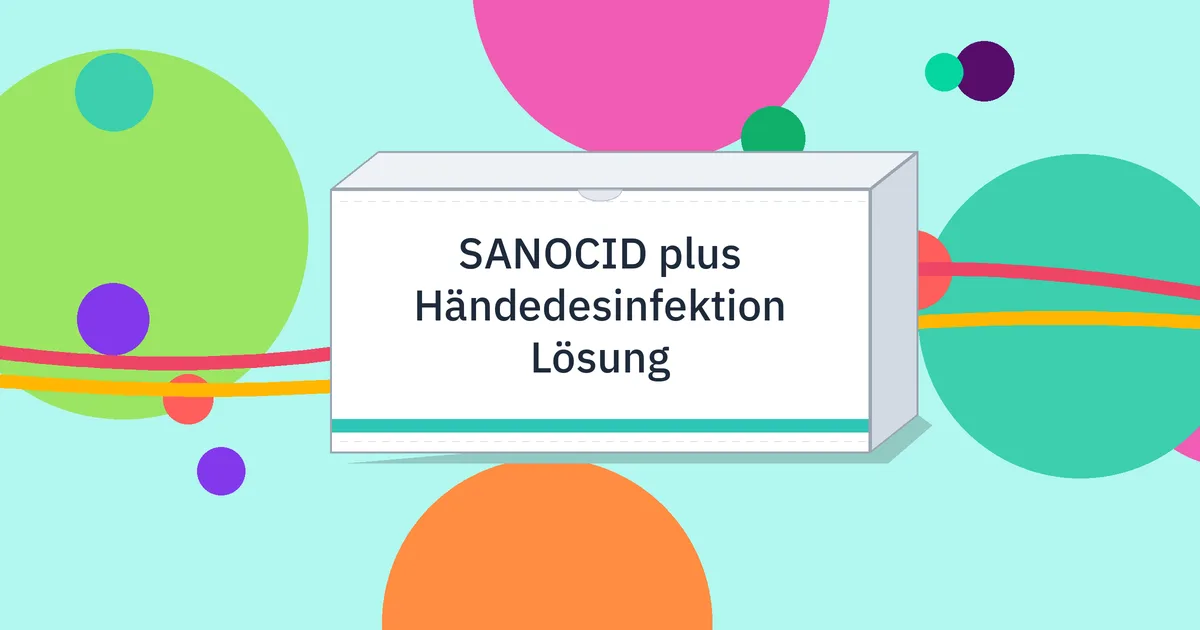 Symbolbild: Packung mit der Aufschrift SANOCID plus Händedesinfektion Lösung (PZN 08446824) – Verfügbarkeit und Bezug in Apotheken in Frankfurt am Main