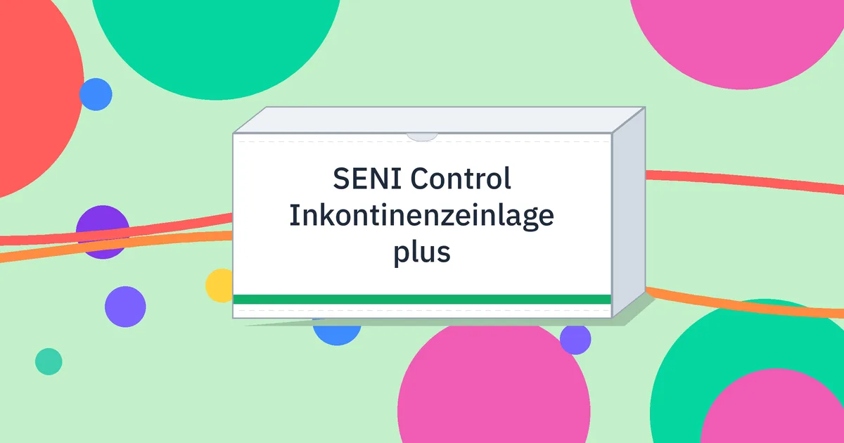 Symbolbild: Packung mit der Aufschrift SENI Control Inkontinenzeinlage plus (PZN 11532697) – Verfügbarkeit und Bezug in Apotheken in Frankfurt am Main
