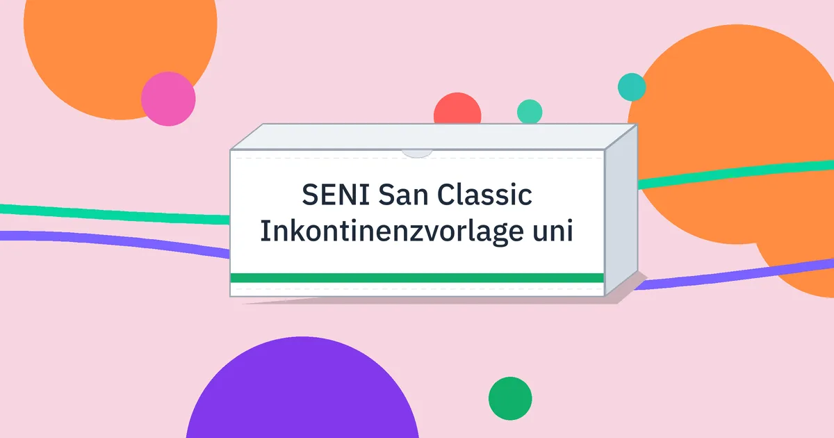 Symbolbild: Packung mit der Aufschrift SENI San Classic Inkontinenzvorlage uni (PZN 18012311) – Verfügbarkeit und Bezug in Apotheken in Frankfurt am Main