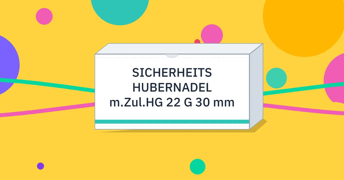 Symbolbild: Packung mit der Aufschrift SICHERHEITS HUBERNADEL m.Zul.HG 22 G 30 mm (PZN 14322026) – Verfügbarkeit und Bezug in Apotheken in Frankfurt am Main