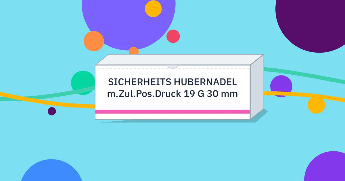Symbolbild: Packung mit der Aufschrift SICHERHEITS HUBERNADEL m.Zul.Pos.Druck 19 G 30 mm (PZN 14322486) – Verfügbarkeit und Bezug in Apotheken in Frankfurt am Main