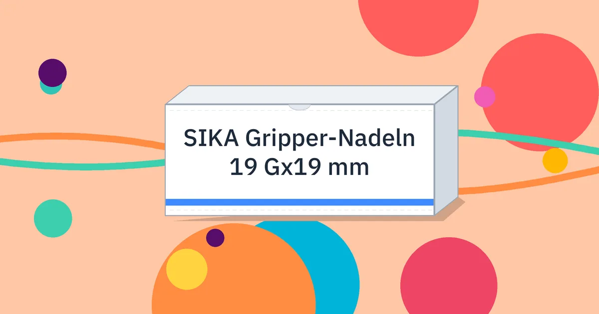 Symbolbild: Packung mit der Aufschrift SIKA Gripper-Nadeln 19 Gx19 mm (PZN 17884090) – Verfügbarkeit und Bezug in Apotheken in Frankfurt am Main