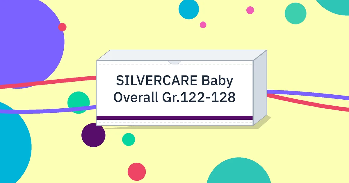 Symbolbild: Packung mit der Aufschrift SILVERCARE Baby Overall Gr.122-128 (PZN 09270669) – Verfügbarkeit und Bezug in Apotheken in Frankfurt am Main