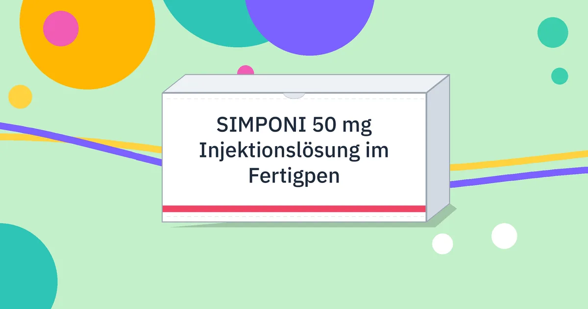 Symbolbild: Packung mit der Aufschrift SIMPONI 50 mg Injektionslösung im Fertigpen (PZN 20720713) – Verfügbarkeit und Bezug in Apotheken in Frankfurt am Main