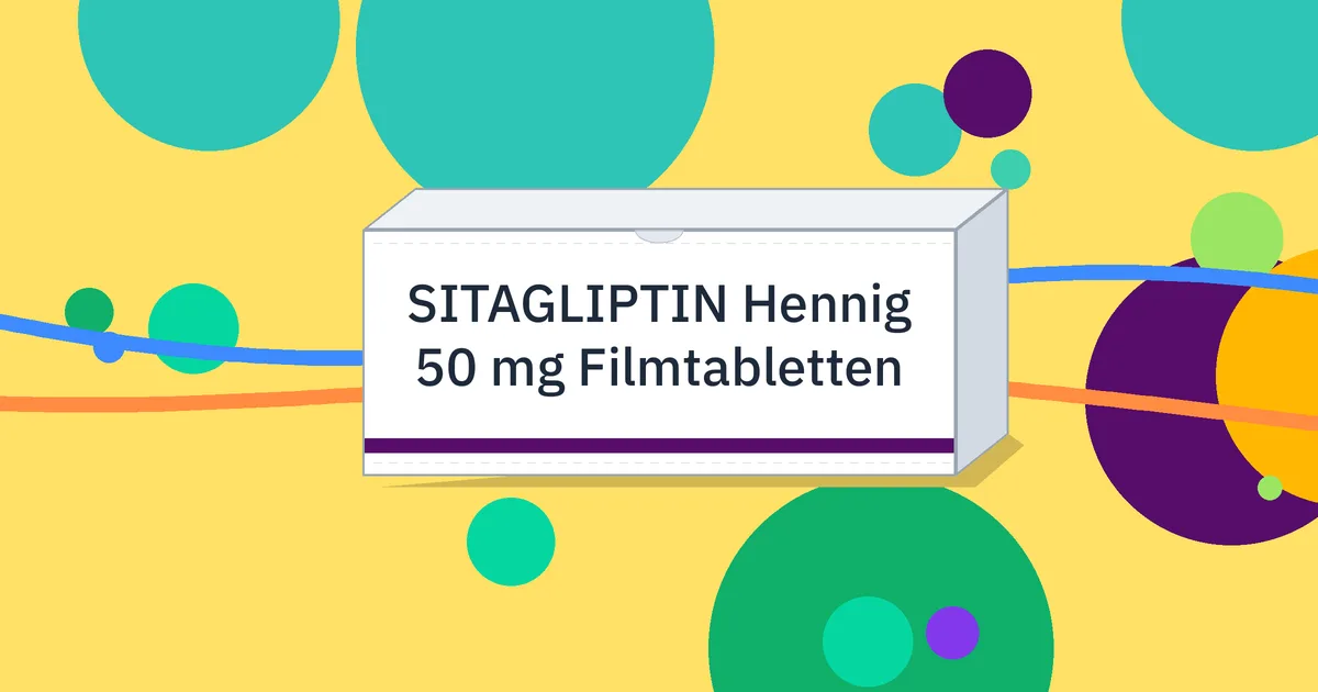 Symbolbild: Packung mit der Aufschrift SITAGLIPTIN Hennig 50 mg Filmtabletten (PZN 17858431) – Verfügbarkeit und Bezug in Apotheken in Frankfurt am Main