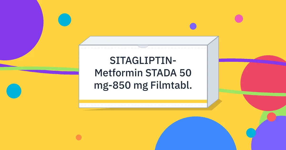 Symbolbild: Packung mit der Aufschrift SITAGLIPTIN-Metformin STADA 50 mg-850 mg Filmtabl. (PZN 17507111) – Verfügbarkeit und Bezug in Apotheken in Frankfurt am Main