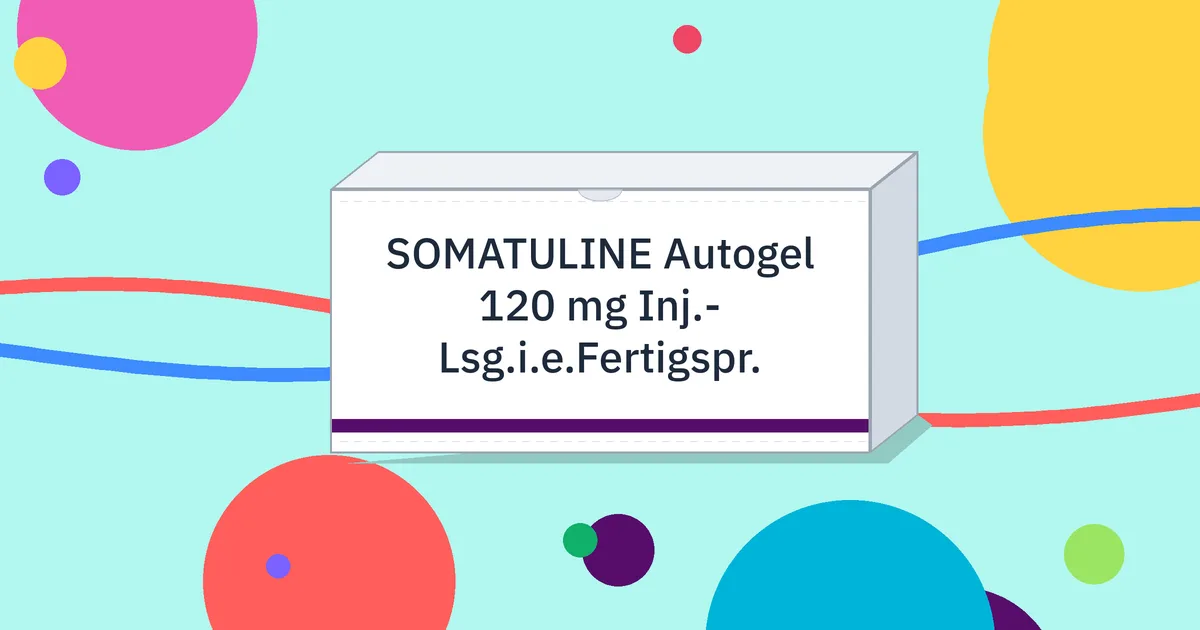 Symbolbild: Packung mit der Aufschrift SOMATULINE Autogel 120 mg Inj.-Lsg.i.e.Fertigspr. (PZN 15569438) – Verfügbarkeit und Bezug in Apotheken in Frankfurt am Main