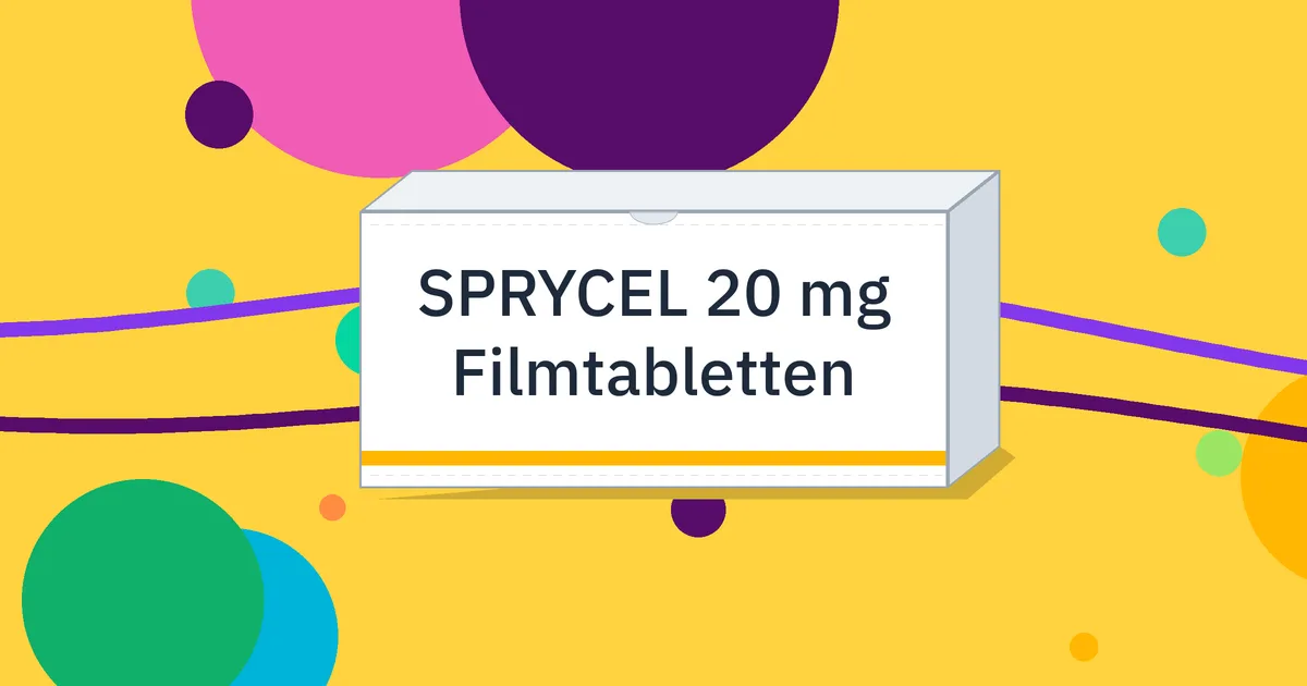 Symbolbild: Packung mit der Aufschrift SPRYCEL 20 mg Filmtabletten (PZN 14292153) – Verfügbarkeit und Bezug in Apotheken in Frankfurt am Main