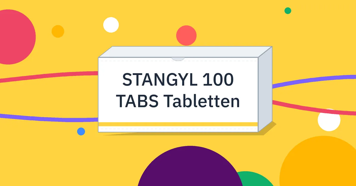 Symbolbild: Packung mit der Aufschrift STANGYL 100 TABS Tabletten (PZN 03547615) – Verfügbarkeit und Bezug in Apotheken in Frankfurt am Main