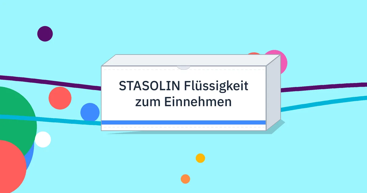 Symbolbild: Packung mit der Aufschrift STASOLIN Flüssigkeit zum Einnehmen (PZN 15321141) – Verfügbarkeit und Bezug in Apotheken in Frankfurt am Main