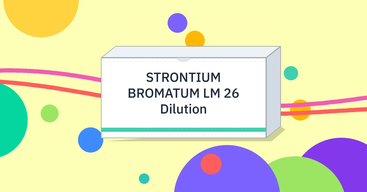 Symbolbild: Packung mit der Aufschrift STRONTIUM BROMATUM LM 26 Dilution (PZN 13202917) – Verfügbarkeit und Bezug in Apotheken in Frankfurt am Main