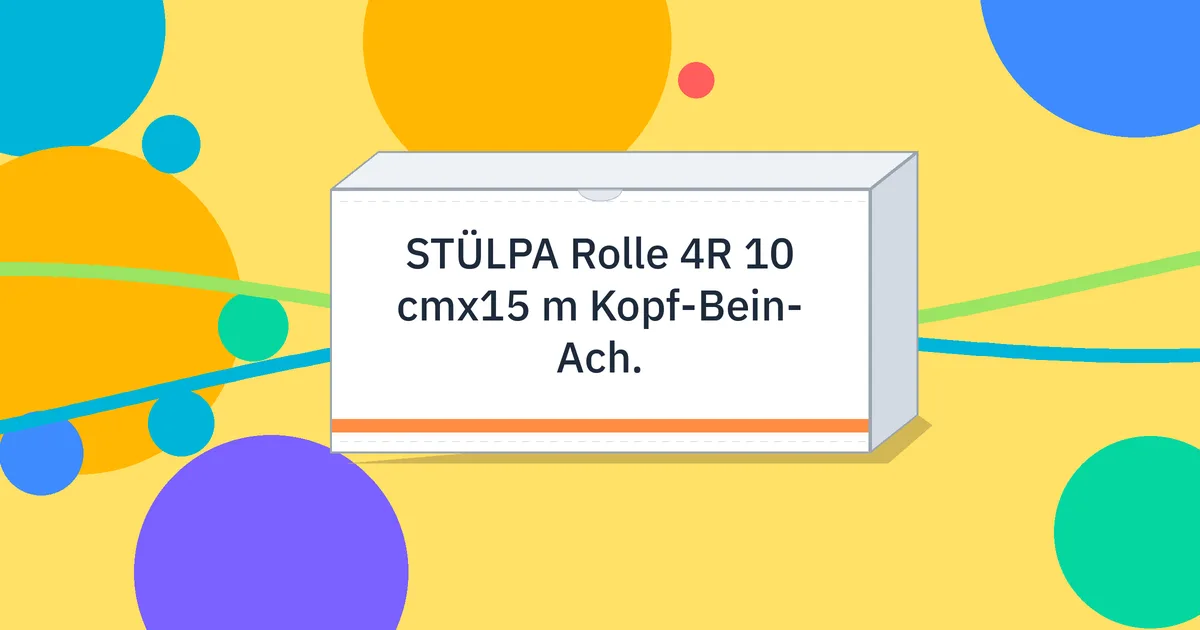 Symbolbild: Packung mit der Aufschrift STÜLPA Rolle 4R 10 cmx15 m Kopf-Bein-Ach. (PZN 13745730) – Verfügbarkeit und Bezug in Apotheken in Frankfurt am Main