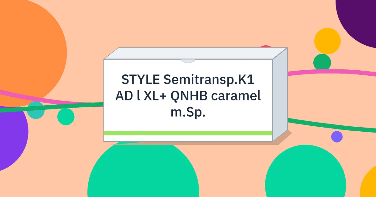 Symbolbild: Packung mit der Aufschrift STYLE Semitransp.K1 AD l XL+ QNHB caramel m.Sp. (PZN 18870457) – Verfügbarkeit und Bezug in Apotheken in Frankfurt am Main