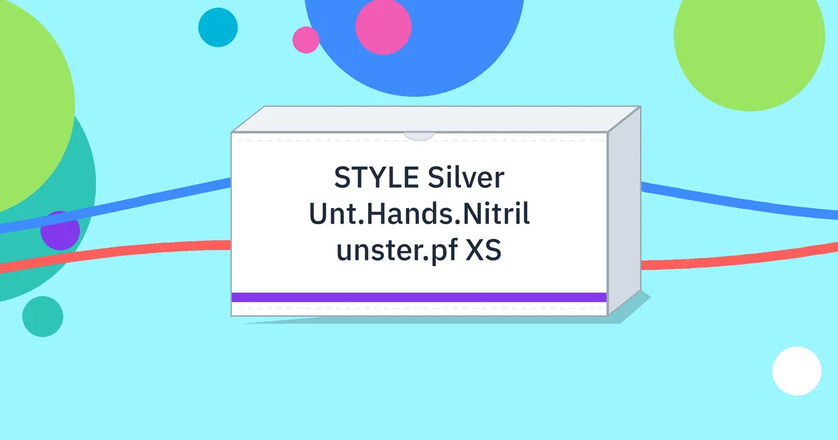 Symbolbild: Packung mit der Aufschrift STYLE Silver Unt.Hands.Nitril unster.pf XS (PZN 16584799) – Verfügbarkeit und Bezug in Apotheken in Frankfurt am Main