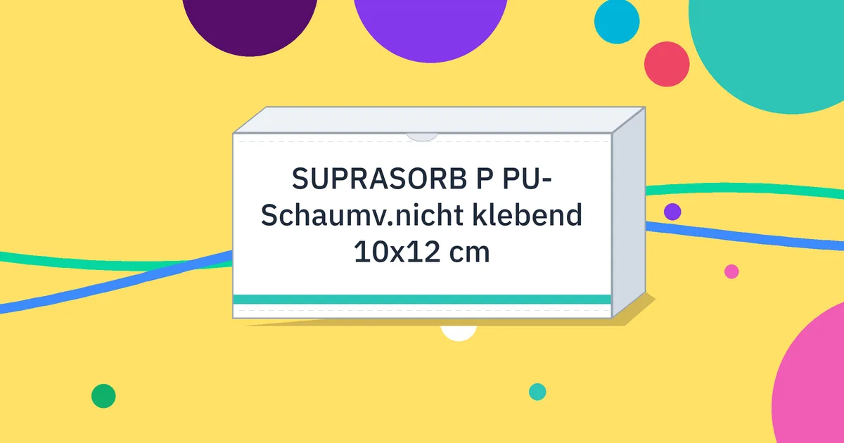 Symbolbild: Packung mit der Aufschrift SUPRASORB P PU-Schaumv.nicht klebend 10x12 cm (PZN 19898989) – Verfügbarkeit und Bezug in Apotheken in Frankfurt am Main