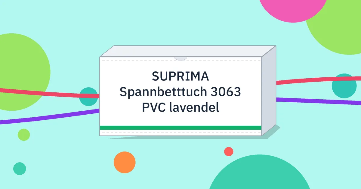 Symbolbild: Packung mit der Aufschrift SUPRIMA Spannbetttuch 3063 PVC lavendel (PZN 00460842) – Verfügbarkeit und Bezug in Apotheken in Frankfurt am Main