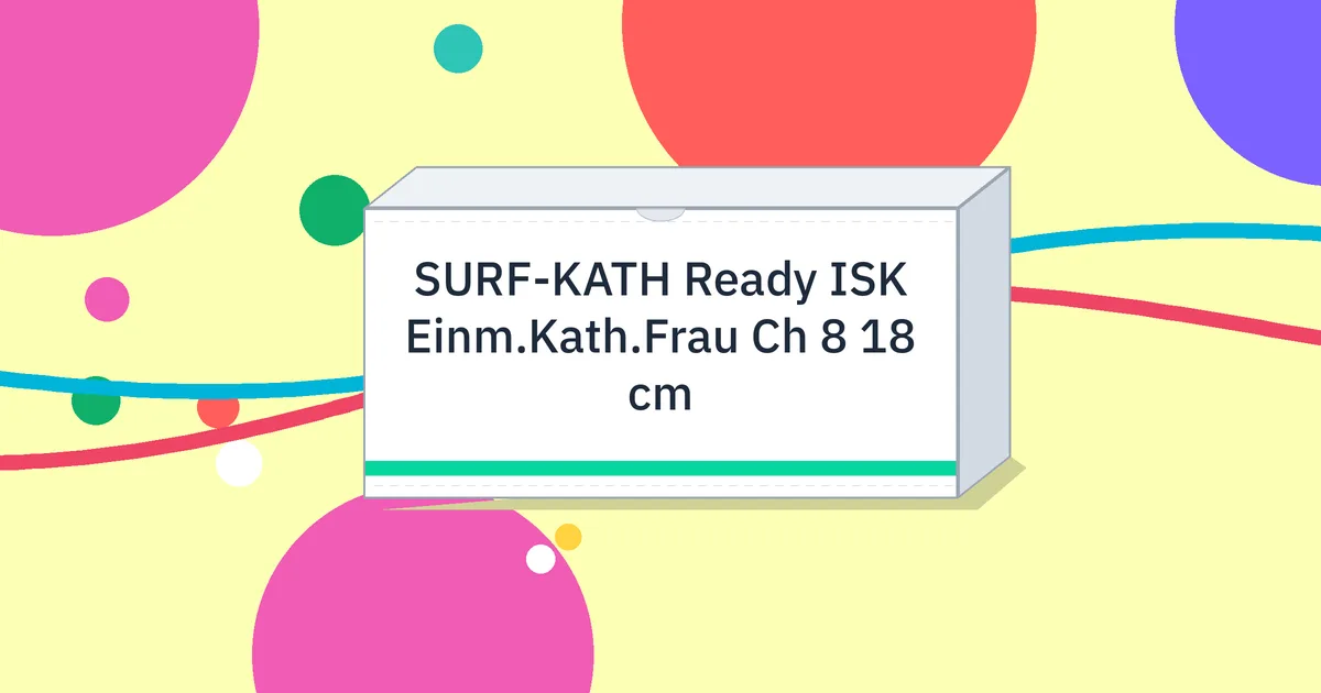 Symbolbild: Packung mit der Aufschrift SURF-KATH Ready ISK Einm.Kath.Frau Ch 8 18 cm (PZN 20916161) – Verfügbarkeit und Bezug in Apotheken in Frankfurt am Main