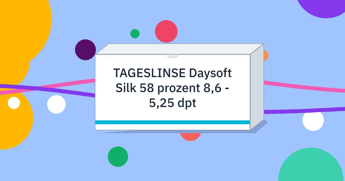 Symbolbild: Packung mit der Aufschrift TAGESLINSE Daysoft Silk 58 prozent 8,6 -5,25 dpt (PZN 00332819) – Verfügbarkeit und Bezug in Apotheken in Frankfurt am Main