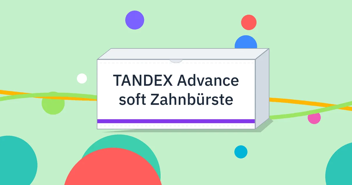Symbolbild: Packung mit der Aufschrift TANDEX Advance soft Zahnbürste (PZN 15528907) – Verfügbarkeit und Bezug in Apotheken in Frankfurt am Main