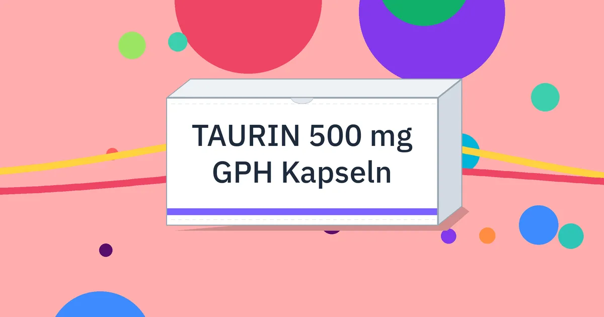 Symbolbild: Packung mit der Aufschrift TAURIN 500 mg GPH Kapseln (PZN 09918722) – Verfügbarkeit und Bezug in Apotheken in Frankfurt am Main